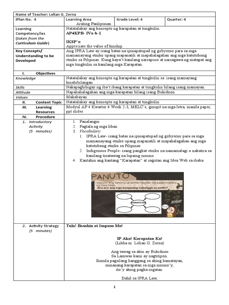 iPlan-AP4 Q3 - W1 | PDF