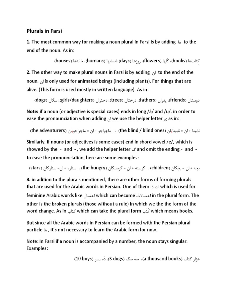 Plural in Persian | PDF