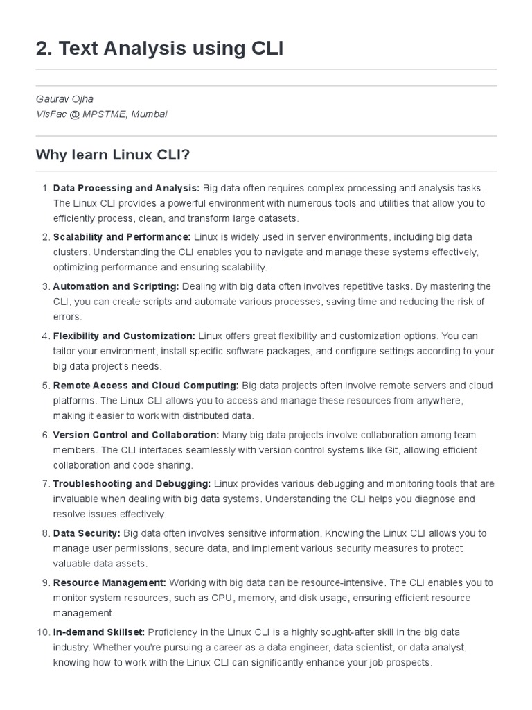 Text Analysis Using CLI | PDF | Command Line Interface | Linux