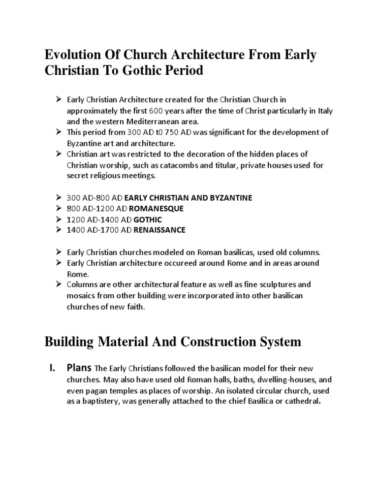 Evolution of Church Architecture From Early Christian To Gothic Period ...