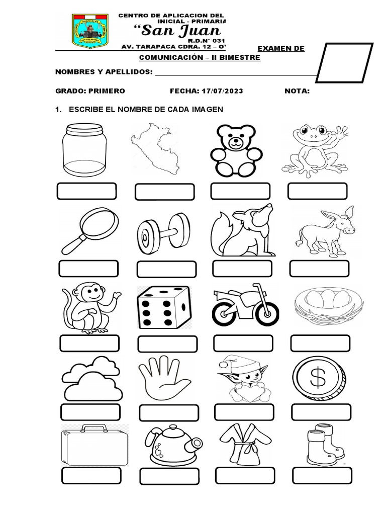 Examen De Comunicación Primero Grado Primaria Pdf
