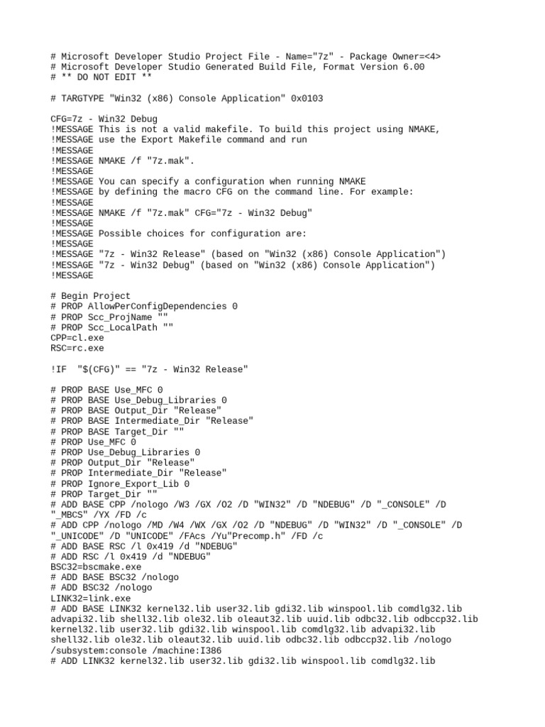 7z Project Build Configuration Guide | PDF | Software | Computer ...