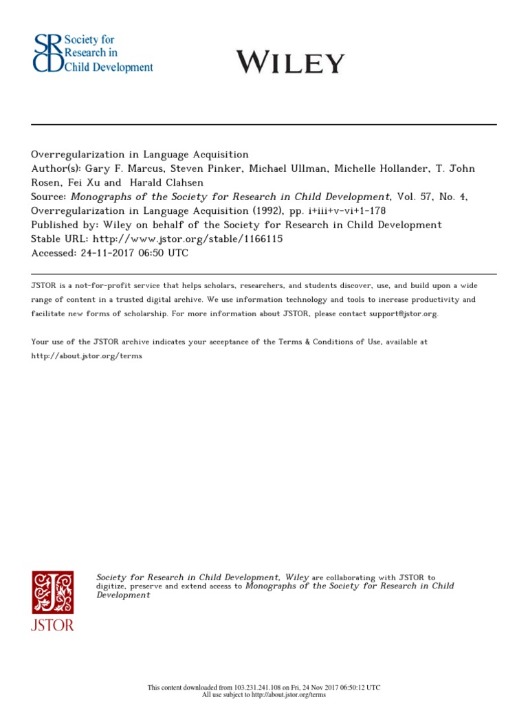 Overregularization in Language Acquisition | PDF | Language Acquisition | Language Development