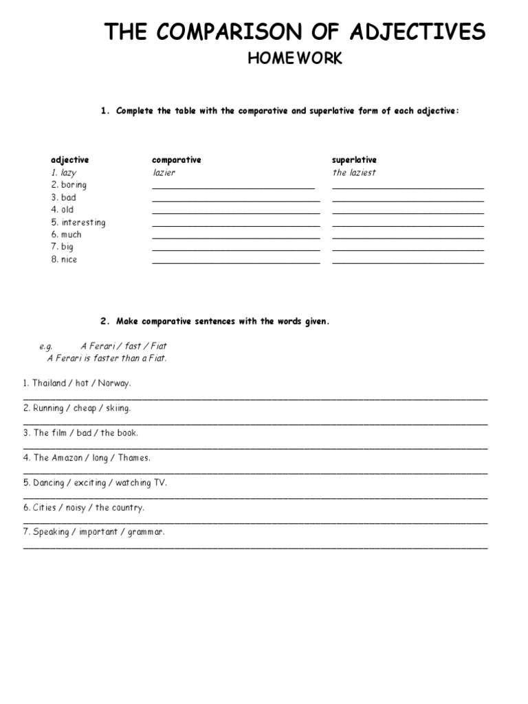 The Comparison of Adjectives - 43339 | PDF