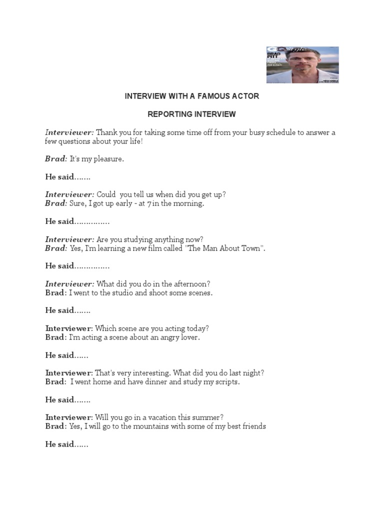 Interview With A Famous Actor | PDF