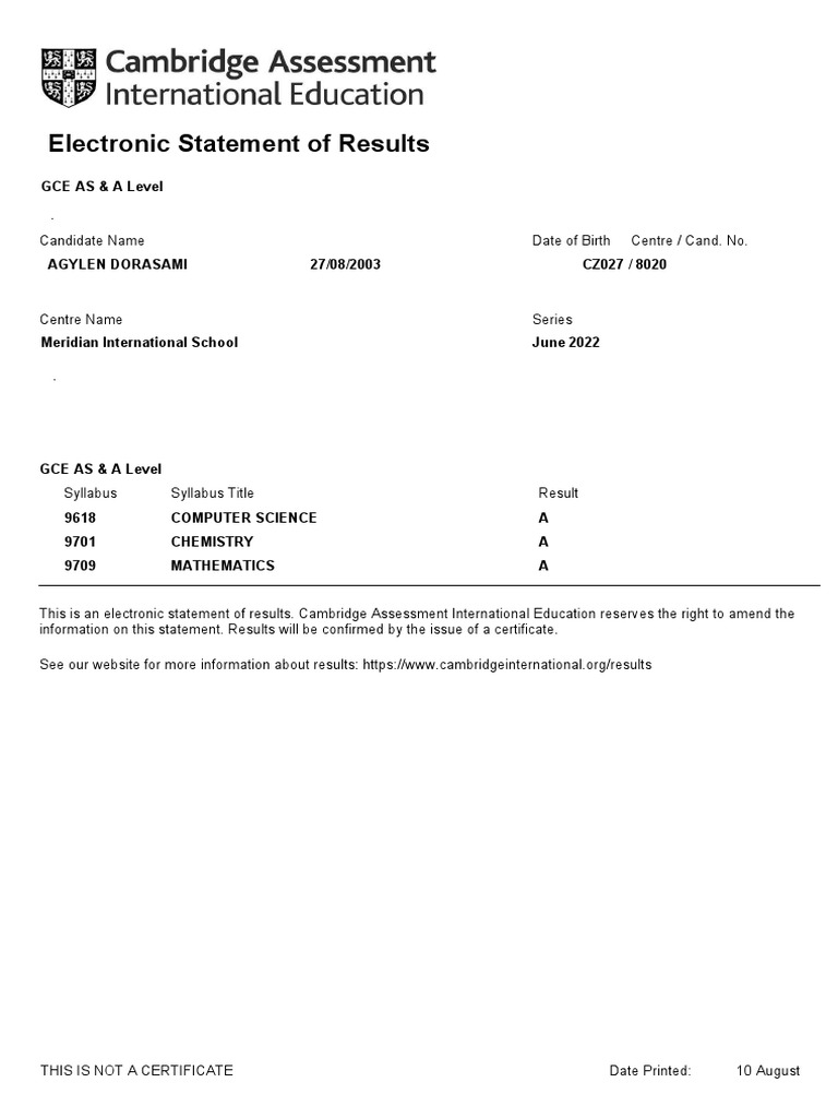 As and A Level Result | PDF