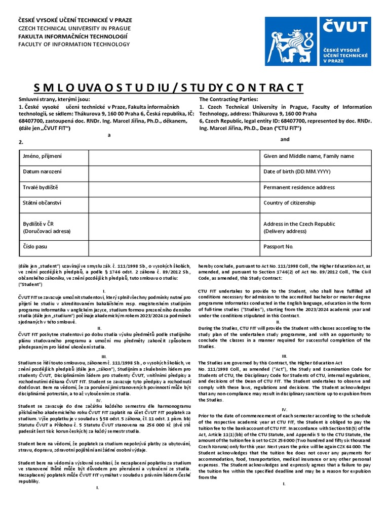 Study Contract 2023 | PDF