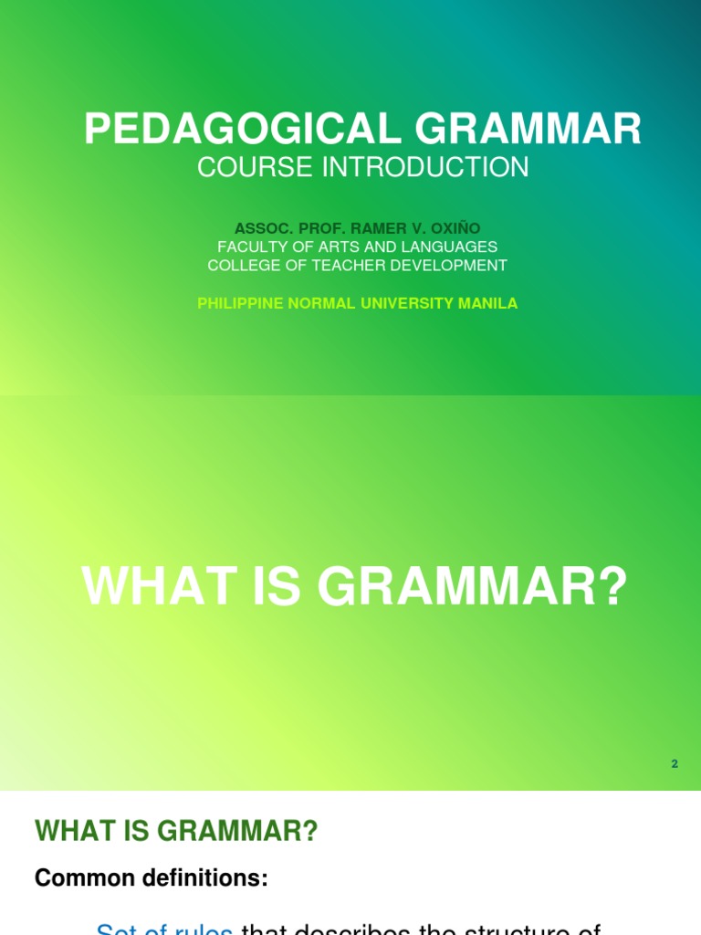 1 Ele 702 Pedagogical Grammar Oxino RV Pnu Manila July 2023 | PDF ...