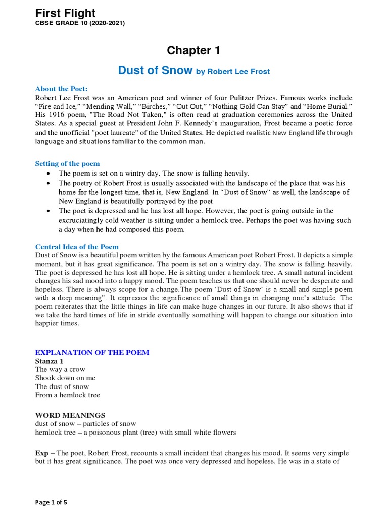 Dust of Snow Notes 2 | PDF | Poetry | Mood (Psychology)