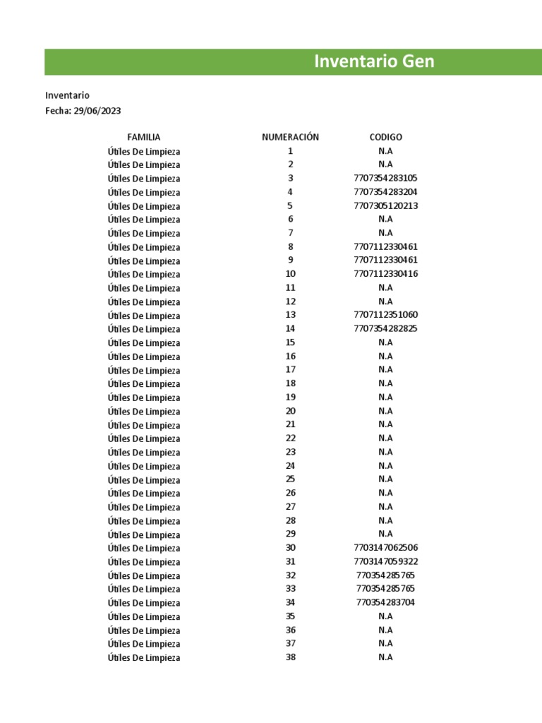 Inventario General Del Almacén de Quimicos | PDF