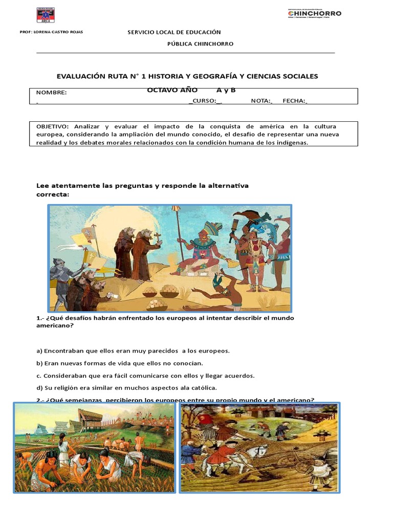 Prueba de Octavo Historia Lista | PDF | España | Europa