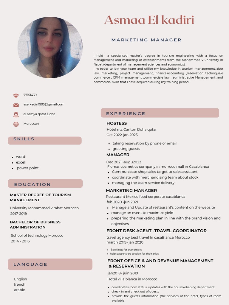 Resume Asmaa El Kadiri | PDF | Morocco | Marketing