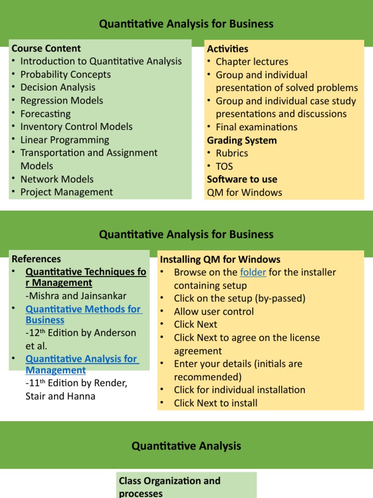 MBA Quantitative Analysis Guide | PDF | Business | Computers