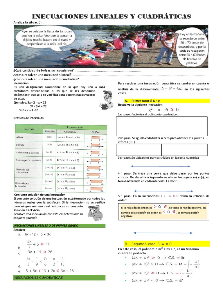 Inecuaciones Lineales y Cuadráticas | PDF