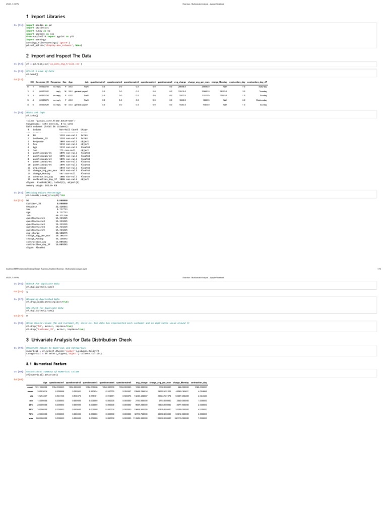 Exercise - Multivariate Analysis - Jupyter Notebook | PDF | Statistics | Computing