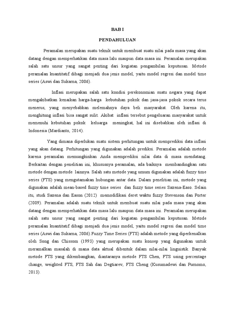 Peramalan Data Inflasi Dengan Metode Fuzzy Time Series Model Chen | PDF