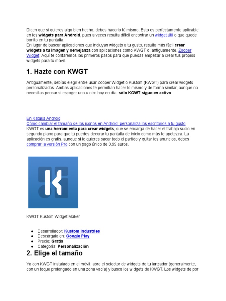 Cómo Crear Un Widget Personalizado para Tu Móvil Android Con KWGT | PDF | Software | Informática