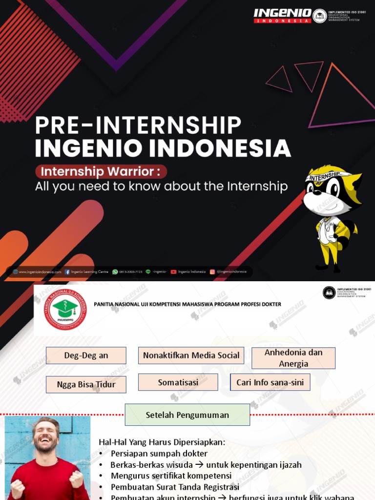 D1 Pre Internship Class Ingenio Internship Warrior DR Arizal N | PDF