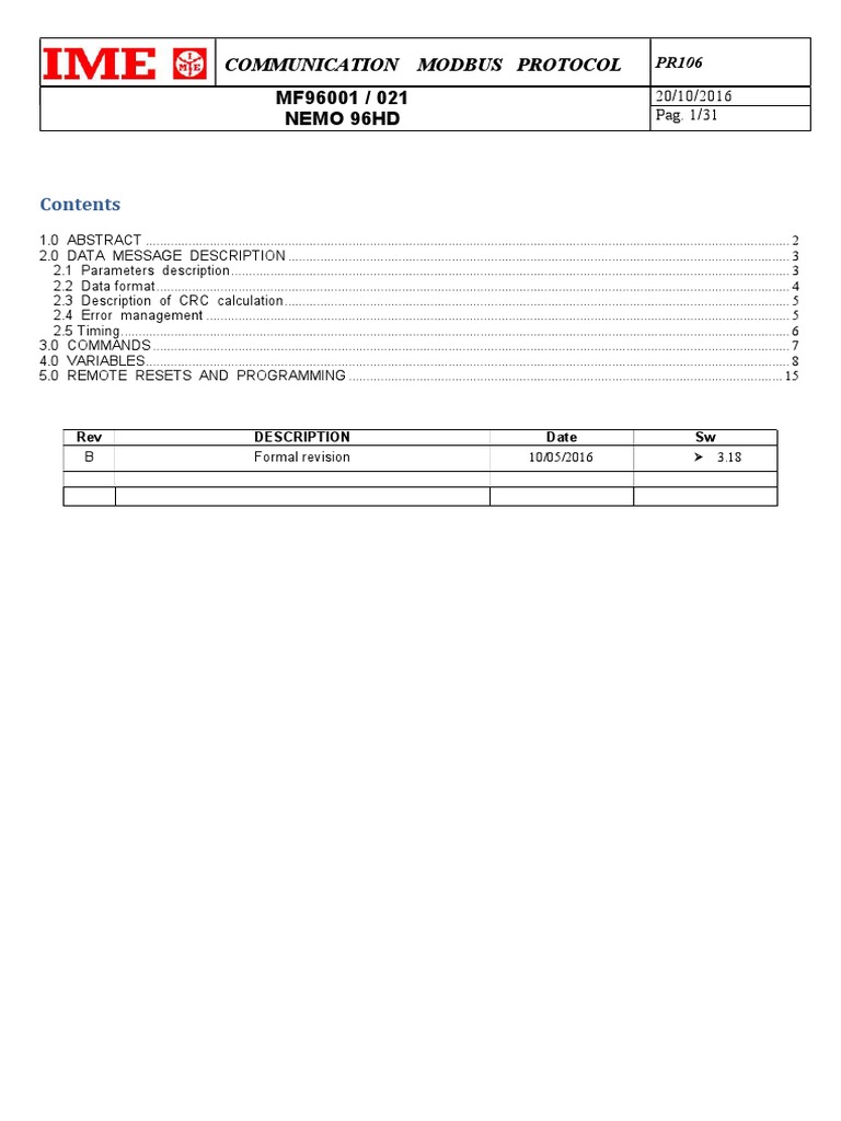 IME NEO96HD ModBUS MAP | PDF | Ac Power | Electricity