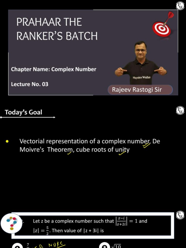 Complex Numbers 03 Class Notes Prahar Rajeev Rastogi Sir Complex | PDF