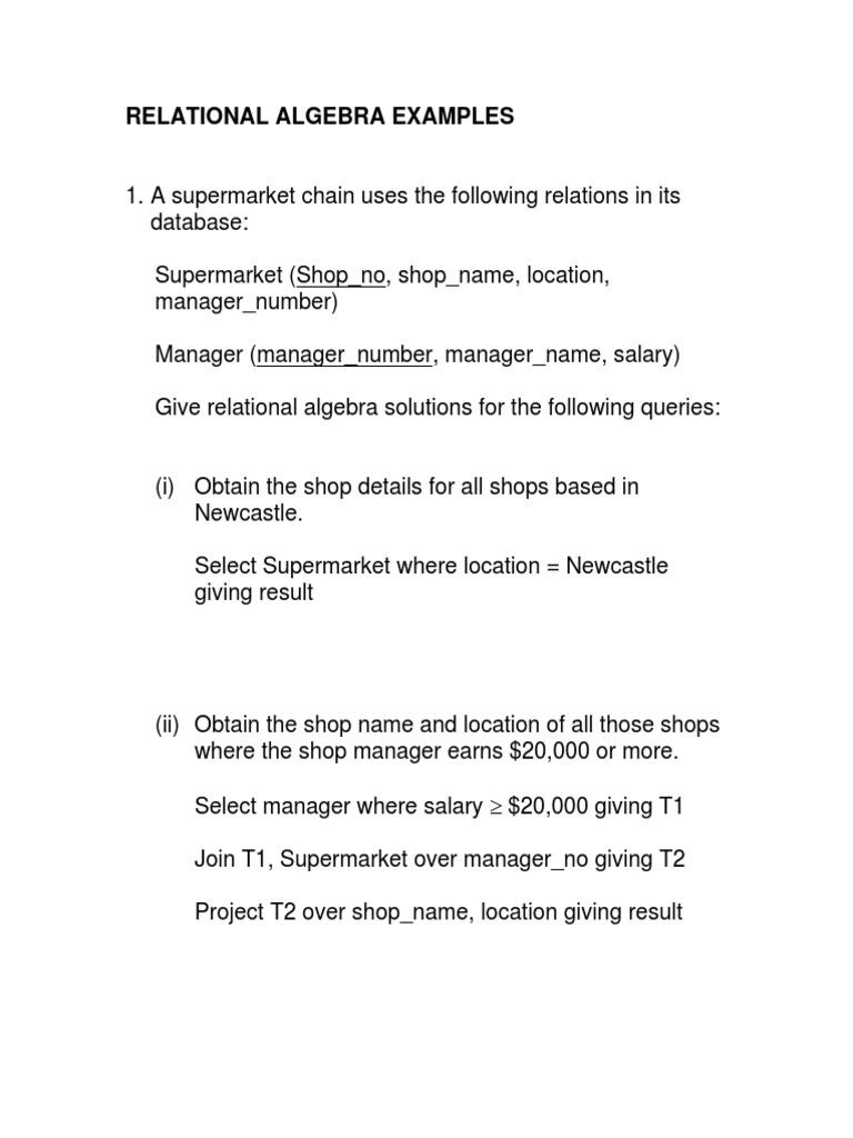 Relational Algebra Quiz 1 Solutions | PDF