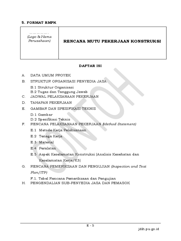 Rencana Mutu Proyek Konstruksi | PDF
