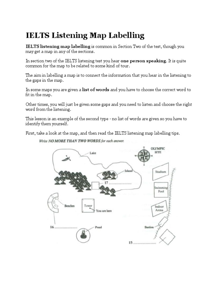 IELTS Listening Map Labelling Guide | PDF