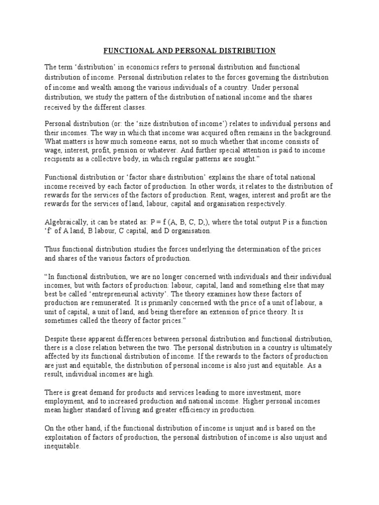 Functional and Personal Distribution | PDF