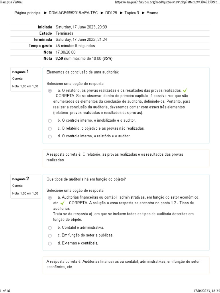 Prova Planej. e Adm Auditoria | Download grátis PDF | Contabilidade ...