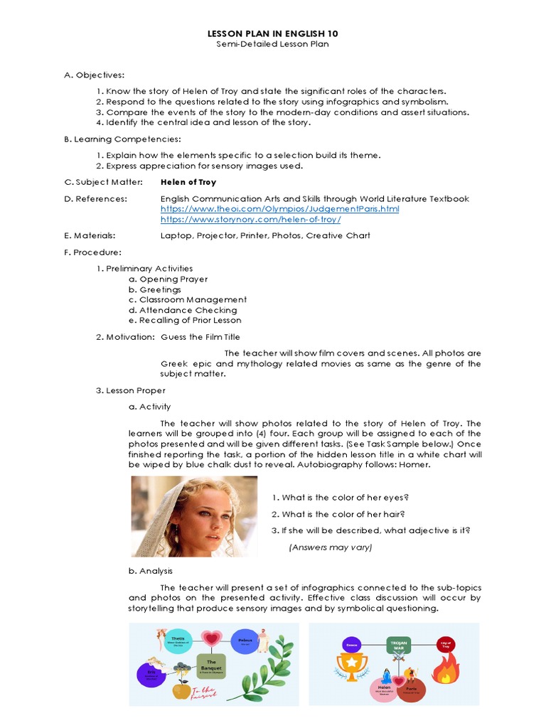 Exploring Helen of Troy's Symbolism | PDF | Lesson Plan | Helen Of Troy