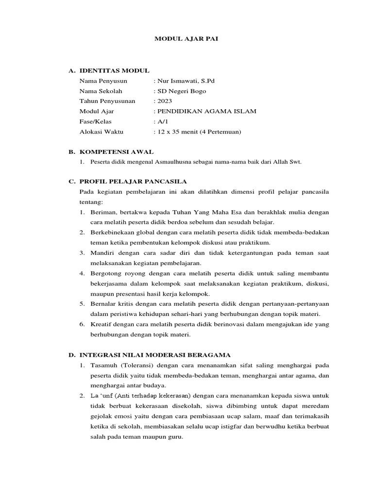 Modul Ajar Pai 7 | PDF | Sains & Matematika