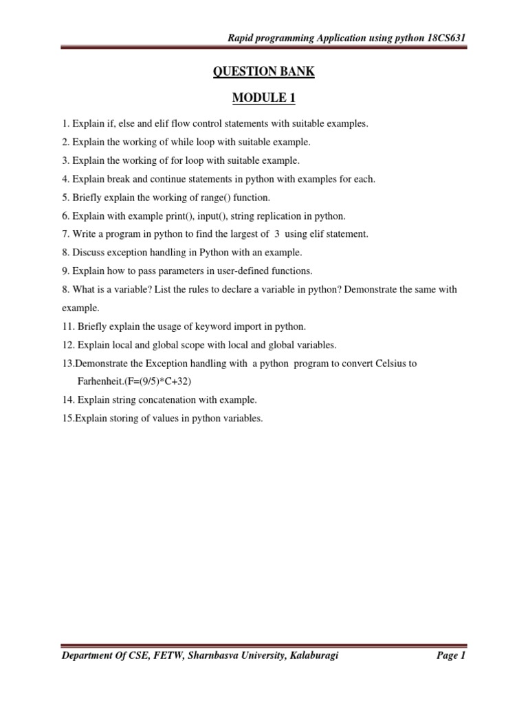 Python Qb Pdf Control Flow Python Programming Language