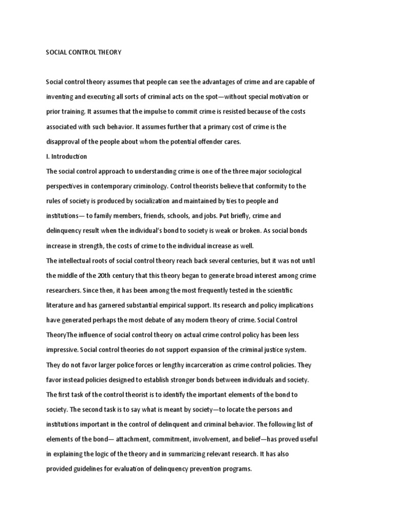 Social Control Theory | PDF | Juvenile Delinquency | Crimes