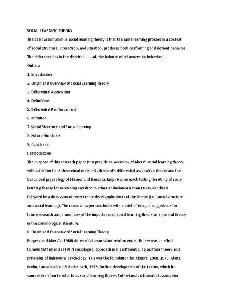 Social Learning Theory | PDF | Deviance (Sociology) | Reinforcement