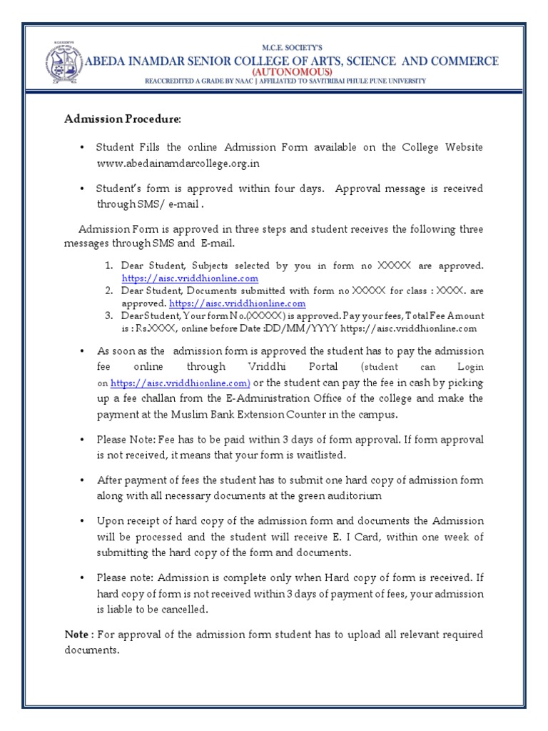 College Admission Process Guide | PDF | Finance & Money Management