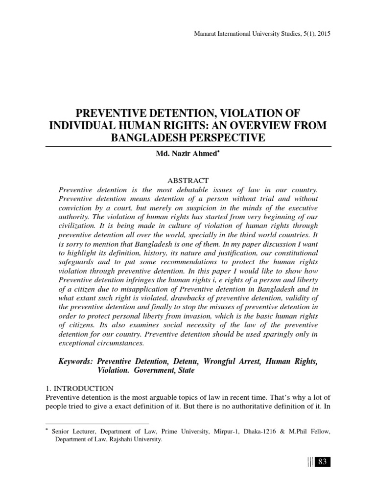 Preventive Detention, Violation of Individual Human Rights - An ...