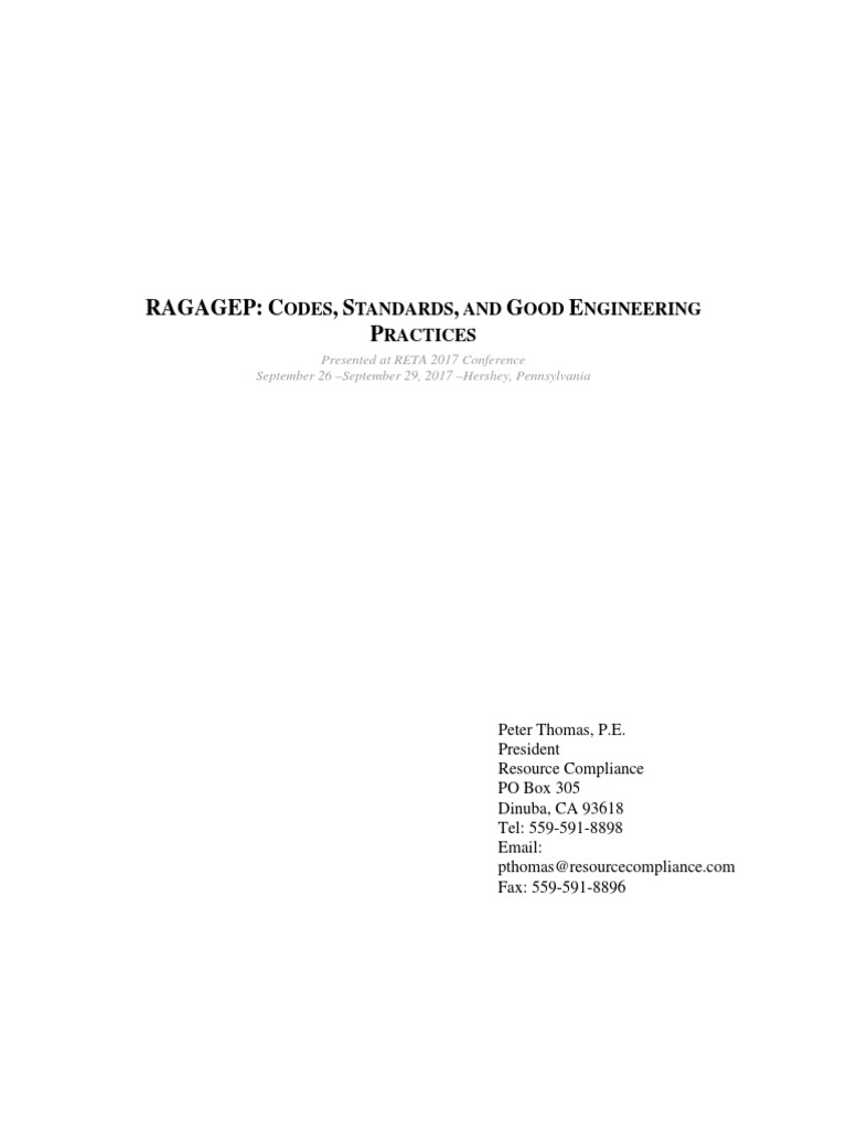 RAGAGEP Codes Standards and Good Engineering Practices | PDF | Safety
