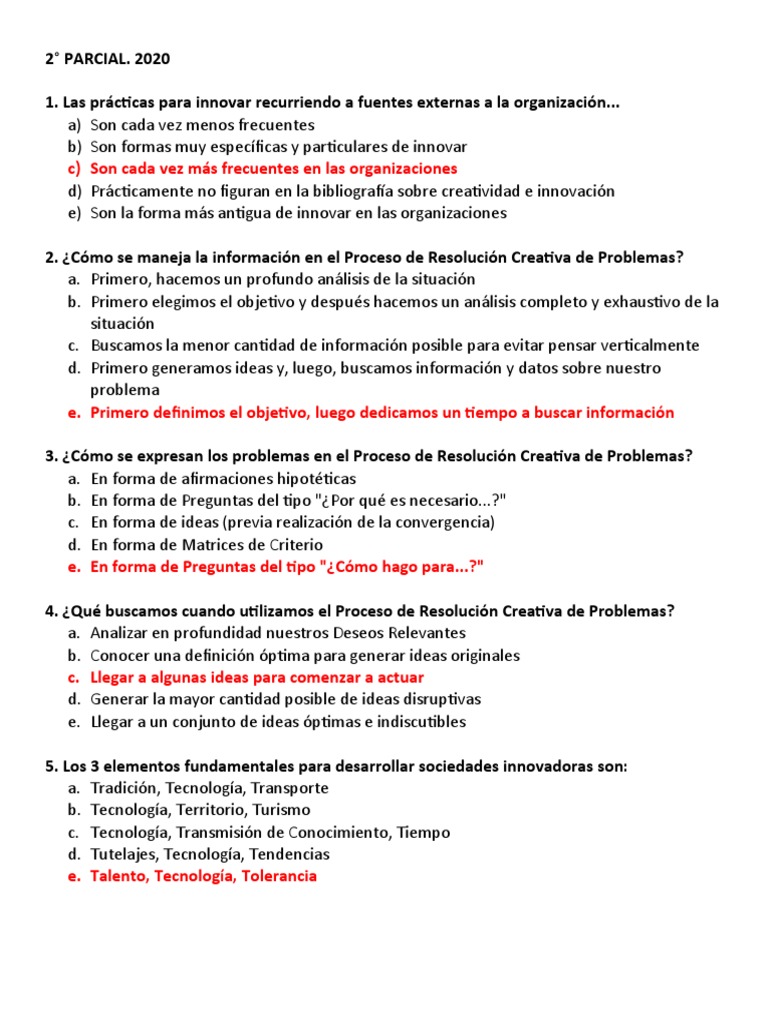 Preg Choice 2 PARCIAL | PDF | Creatividad | Innovación