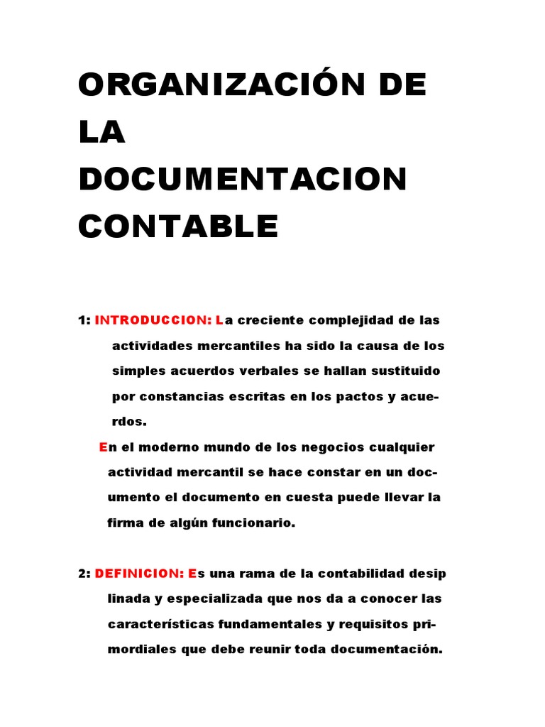 Organización de La Documentacion Contable | PDF