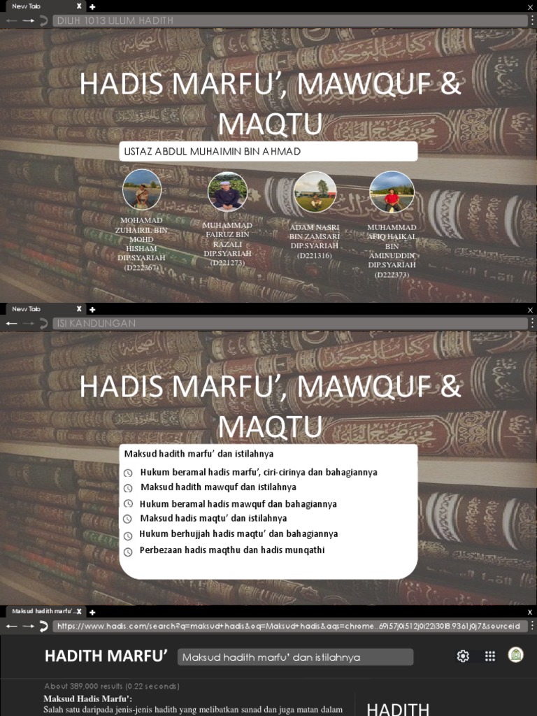 Hadis Marfu', Mawquf & Maqtu' | PDF