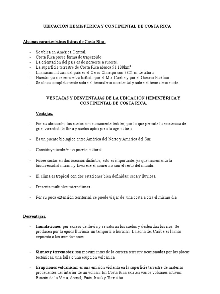 Ventajas y desventajas de Costa Rica | PDF | Centroamérica | Costa Rica