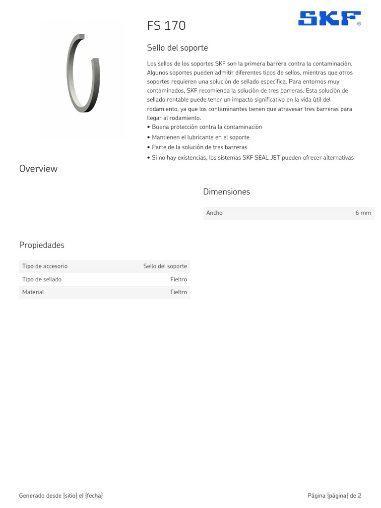 Sellos de Soporte SKF FS 170 | PDF | Red mundial | Internet y web