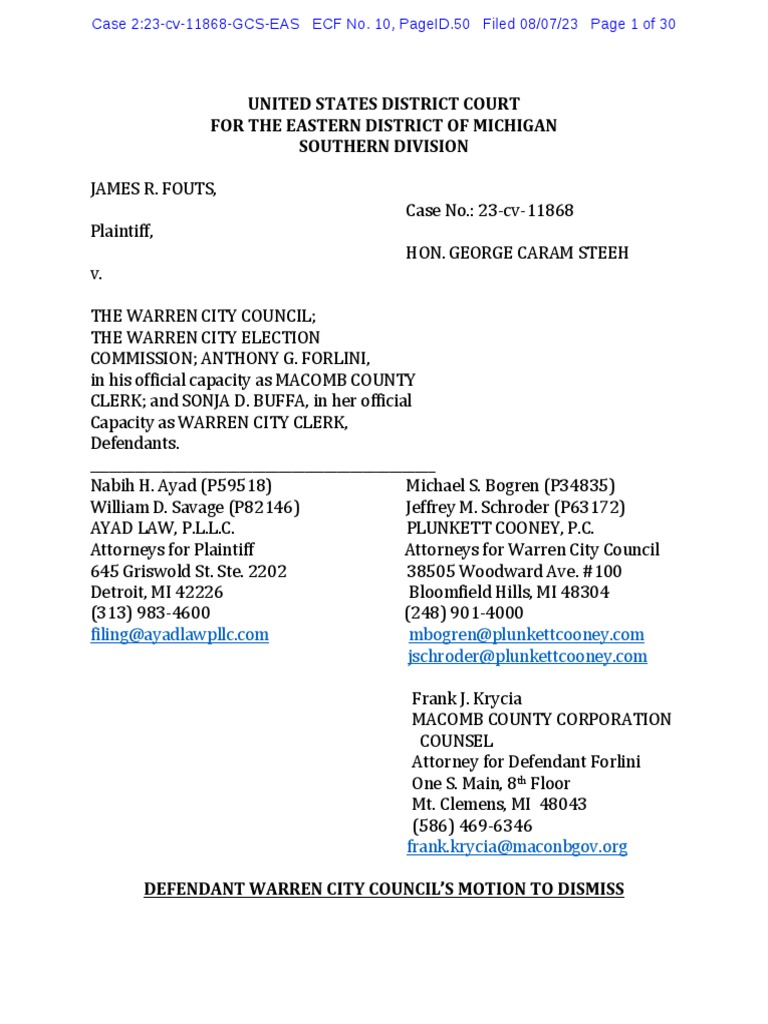 Motion To Dismiss - Warren City Council | PDF | Collateral Estoppel ... Motion To Dismiss - Warren City Council | PDF | Collateral Estoppel ...