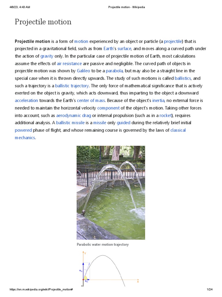 Projectile Motion - Wikipedia | PDF | Physical Quantities | Mechanical ...