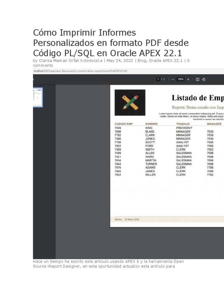 Cómo Imprimir Informes Personalizados en Formato PDF Desde Código PL | PDF | SQL | Archivo de ...