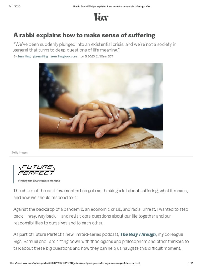 Rabbi David Wolpe Explains How To Make Sense of Suffering - Vox | PDF ... Rabbi David Wolpe Explains How To Make Sense of Suffering - Vox | PDF ...