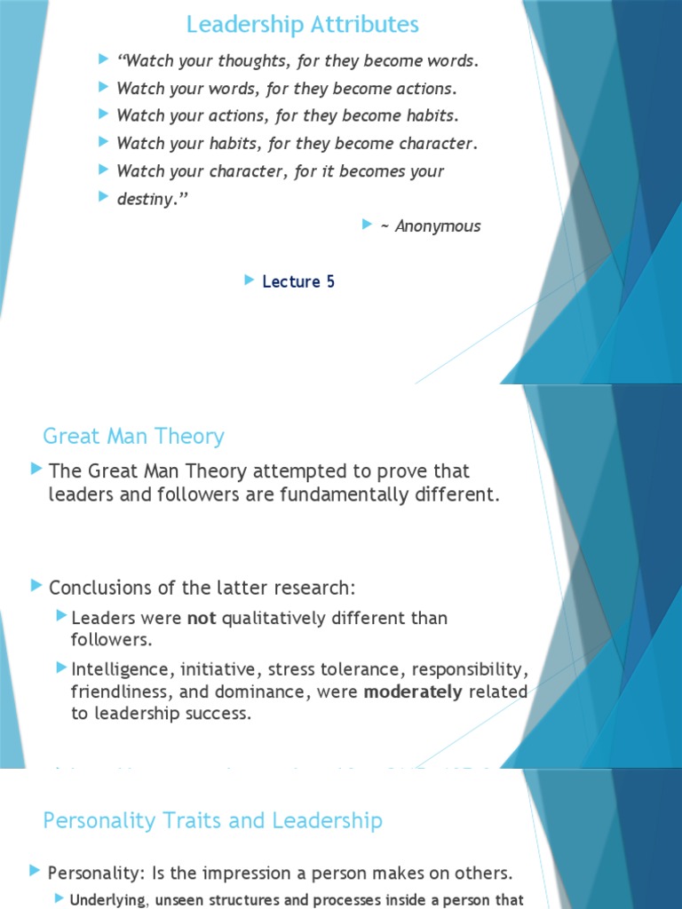 Leadership Traits and Theories | PDF | Leadership | Emotional Intelligence