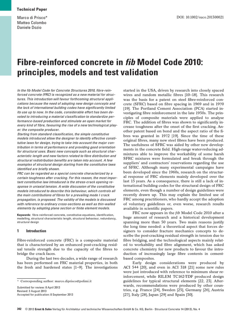 Structural Concrete - 2013 - Di Prisco - Fibre Reinforced Concrete in Fib Model Code 2010 ...