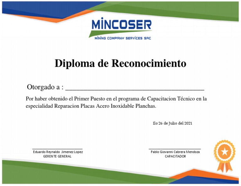 Diploma de Reconocimiento - Capacitacion | PDF | Tecnología