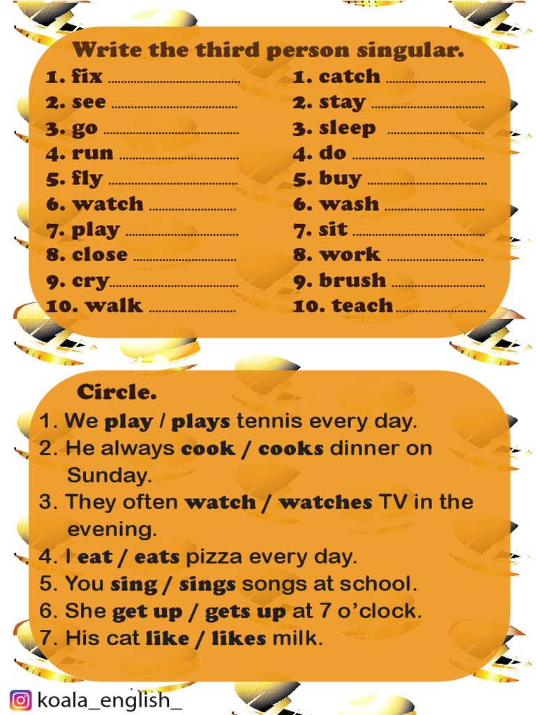 Present Simple Ending Worksheet | PDF